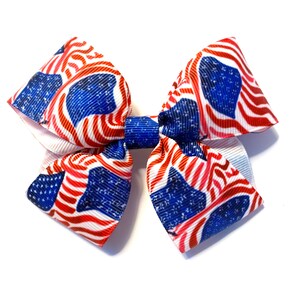 American Flag Hair Bow, Patriotic Bow - Etsy