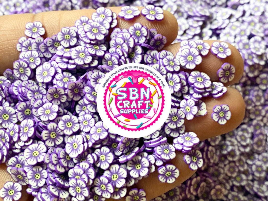 NEW 5mm Smiling Indigo Purple Flower Fimo Slice Fake Sprinkles Fake ...