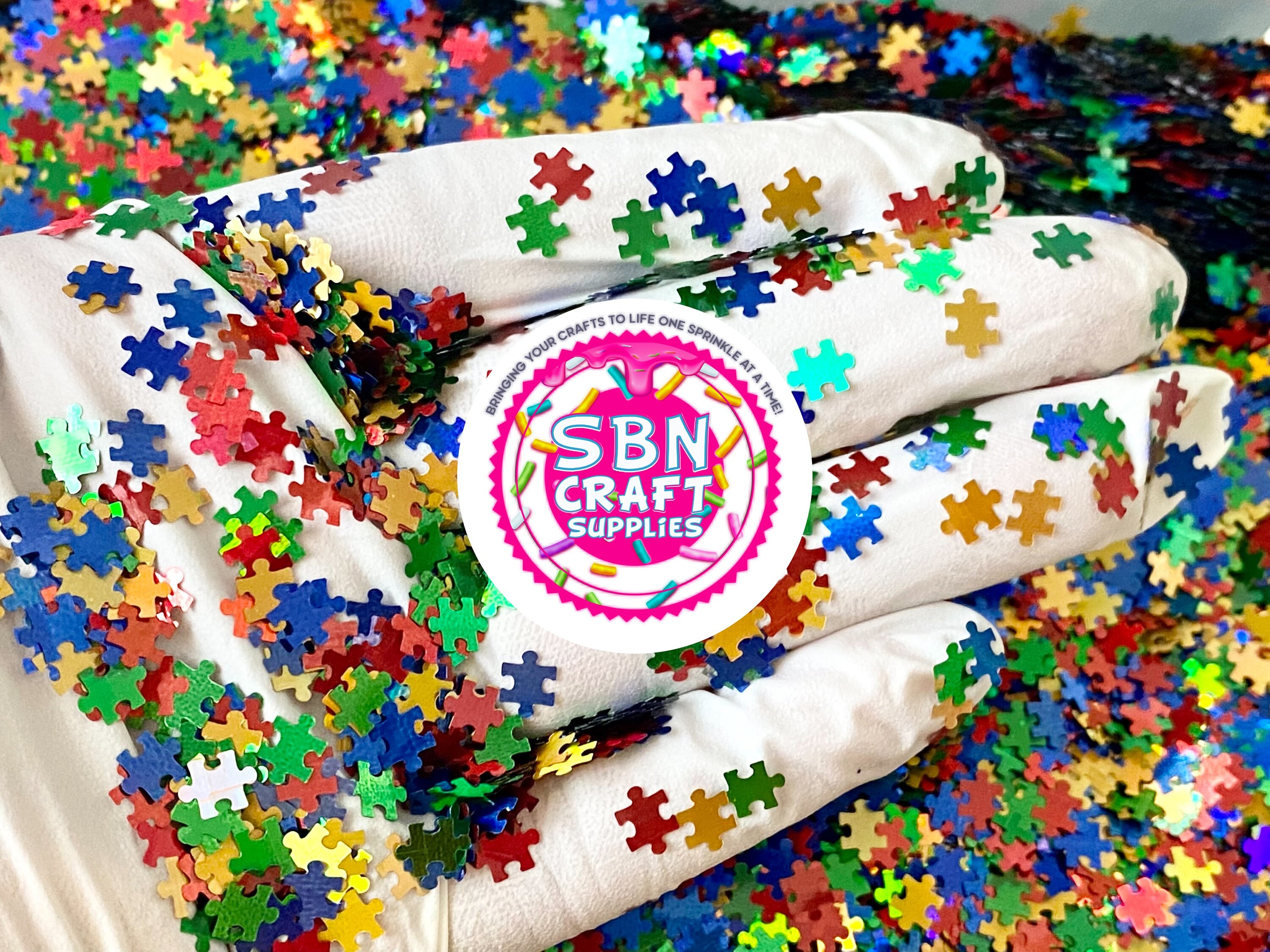 NEW Autism Awareness Puzzle Piece Polyester Shaped Glitters - Etsy