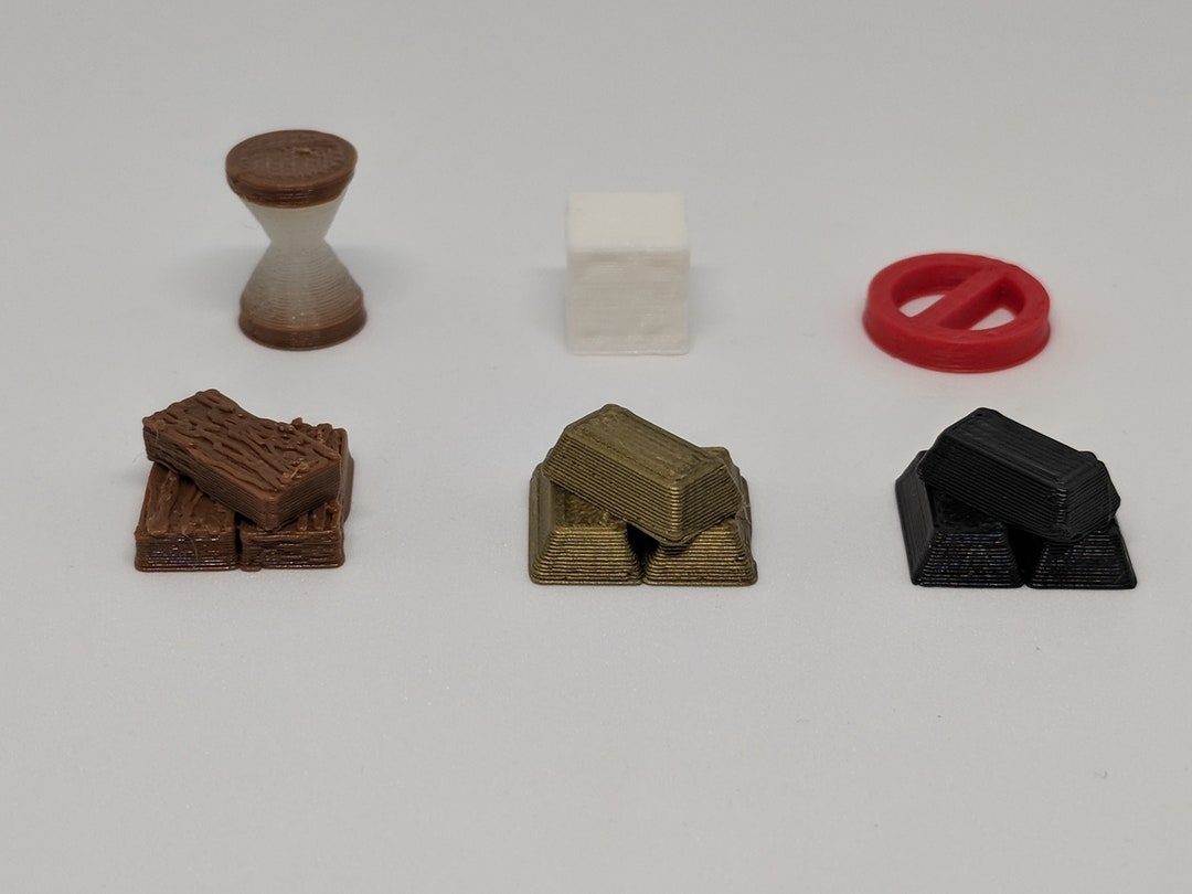 Dice City Resource Tokens: Wood, Stone, Gold, Iron - 3D Printed Board ...