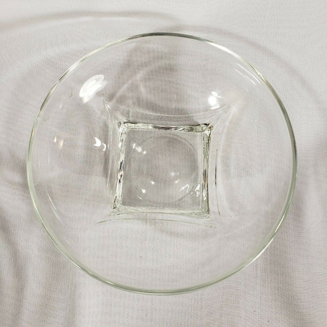 Vtg Clear Glass Round Serving Bowls Square Bottom Dessert Appetizer ...