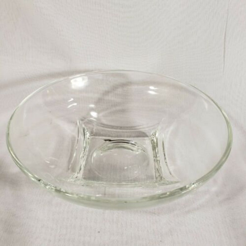Vtg Clear Glass Round Serving Bowls Square Bottom Dessert Appetizer ...