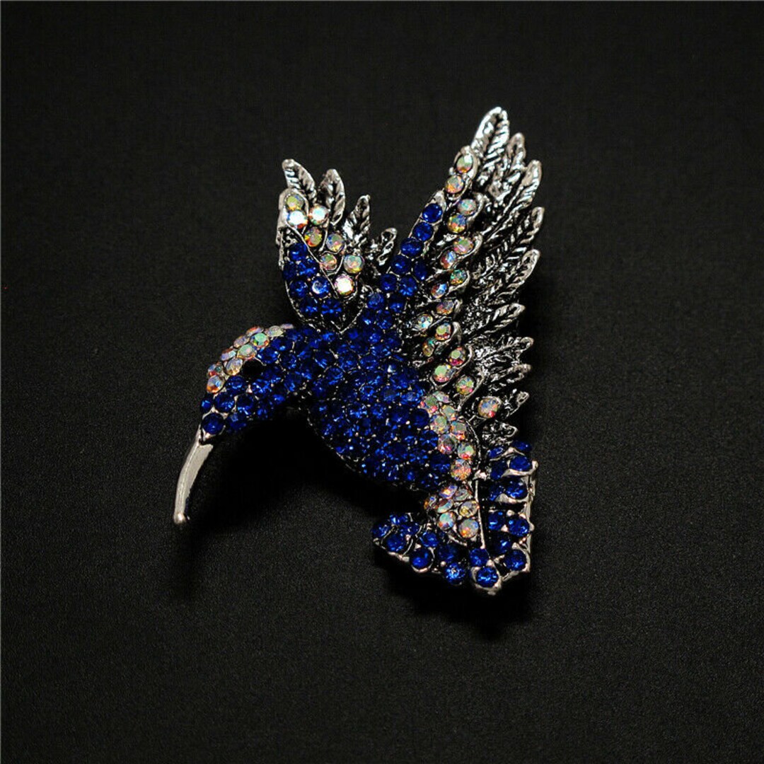 Pin azul de colibrí rhinestone broche - Etsy España