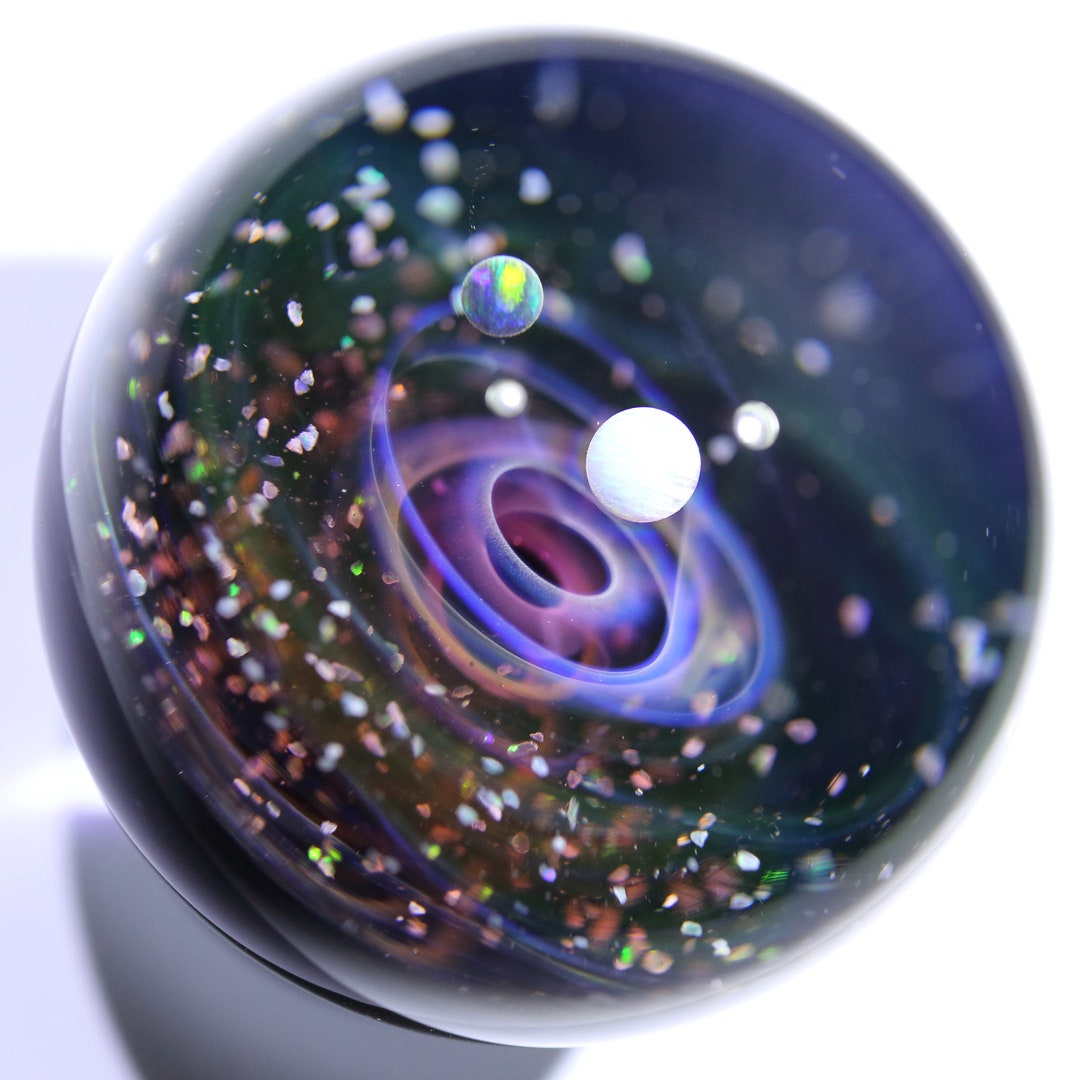 44mm Crushed Opal Galaxy Glass Marble, Opal Space Glass Sphere, Cosmic ...
