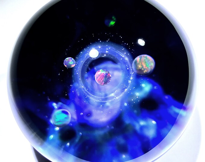 54.5mm Five Planets Galaxy Glass Marble, Opal Space Glass Sphere ...
