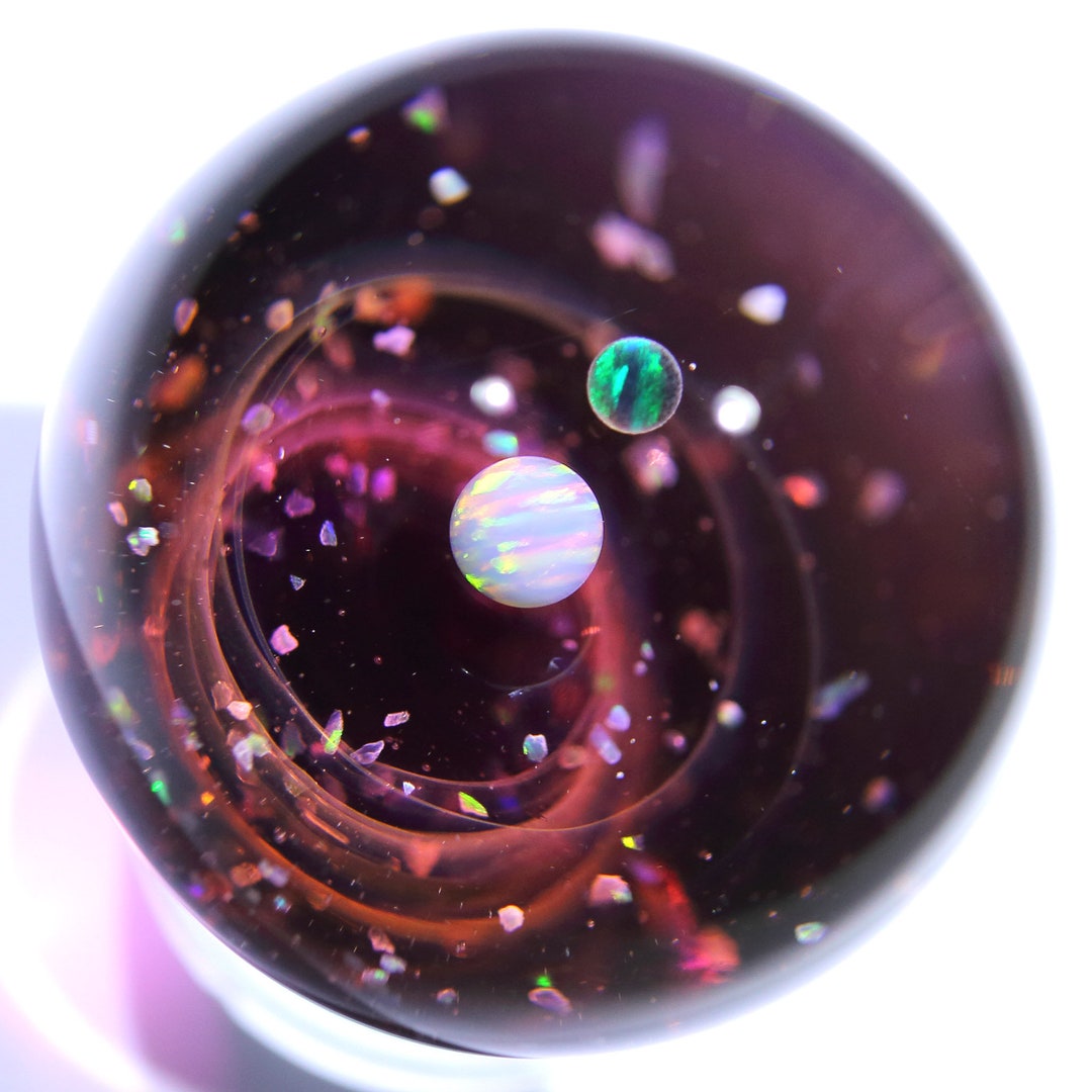 32mm Mini Crushed Opal Galaxy Glass Marble, Opal Space Glass Sphere ...