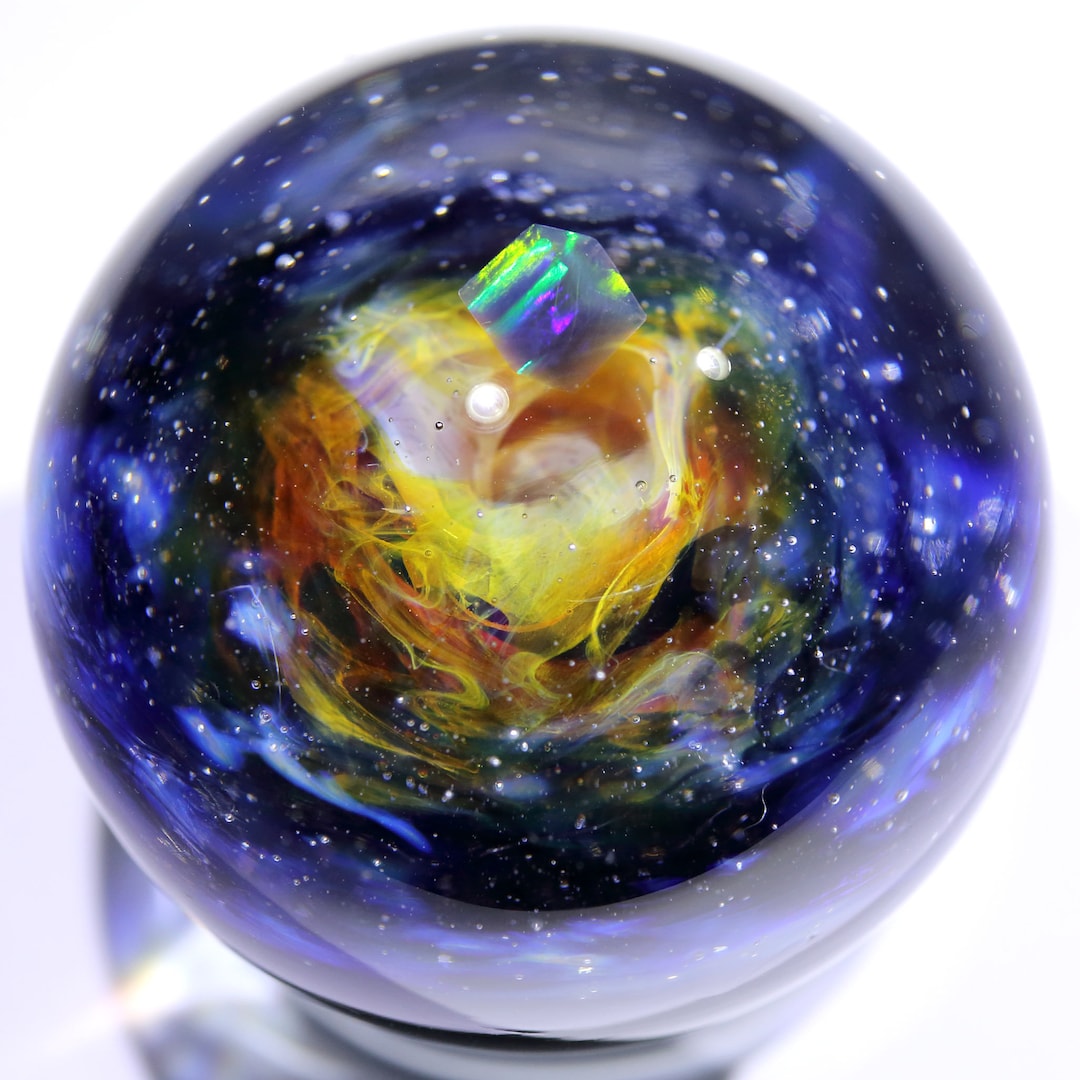 41mm Cube Opal Nebula Galaxy Glass Marble, Space Sphere Object, Cosmic ...