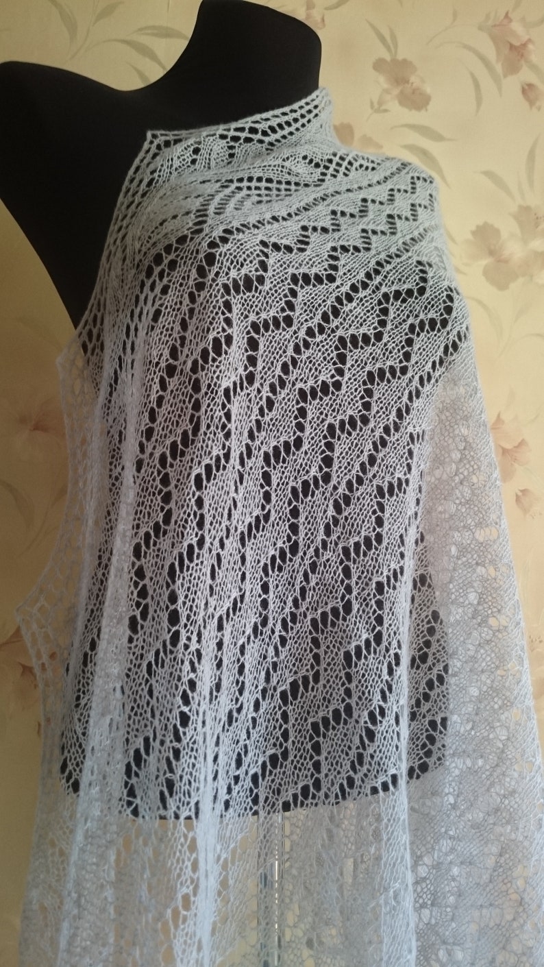 Gray Big Lace Stole, Handmade Knitted Lace Wedding Stole, Pure Wool ...