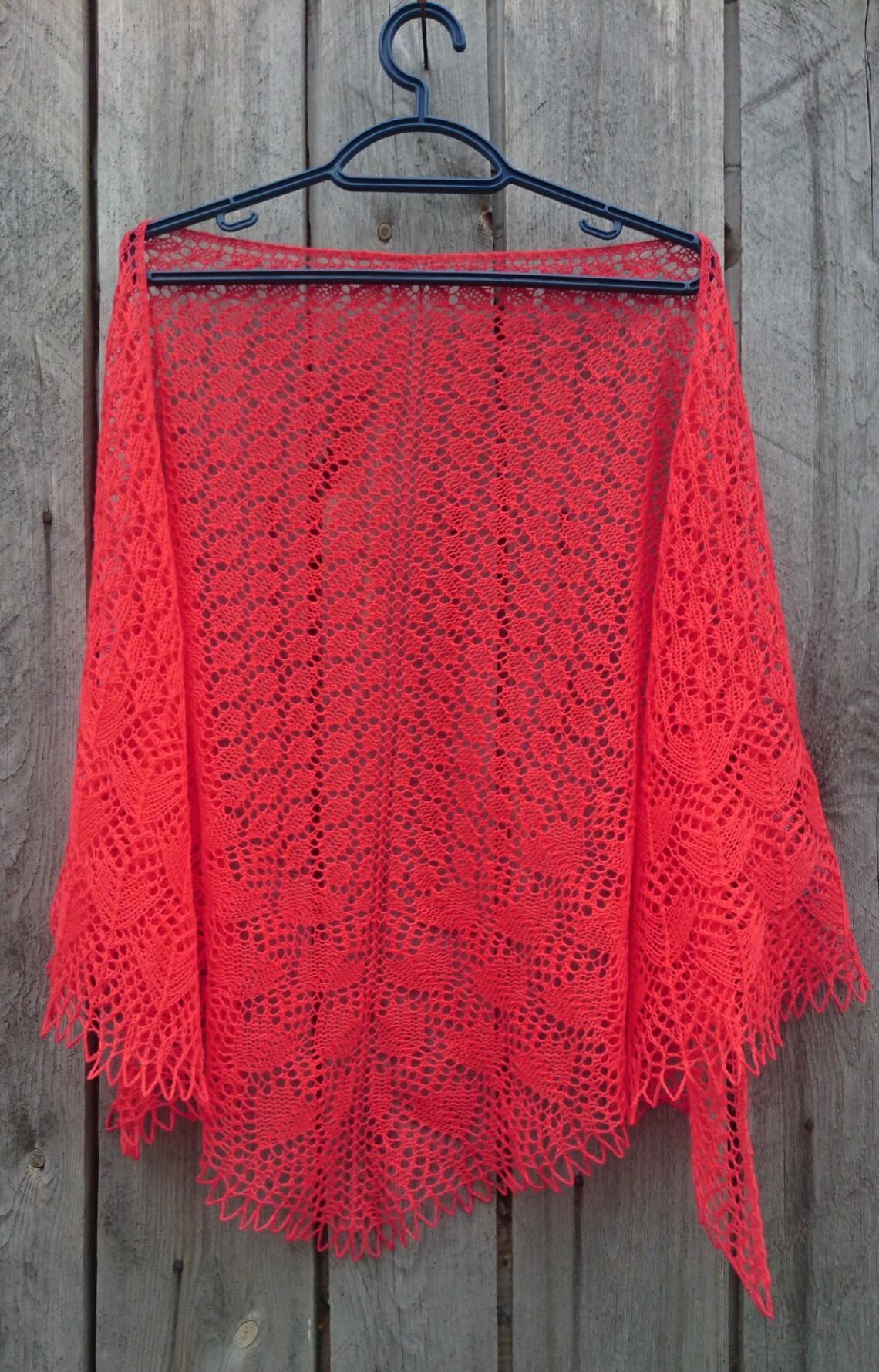 Red Triangular Knitted Shawl Handmade Knitted Lace Woolen - Etsy