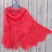 Big Red Lace Shawl, Handmade Knitted Lace Shawl, Natural Wool Lace Wrap ...