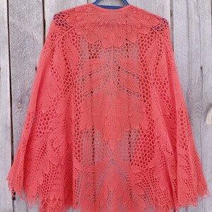 Big Red Lace Shawl, Handmade Knitted Lace Shawl, Natural Wool Lace Wrap ...