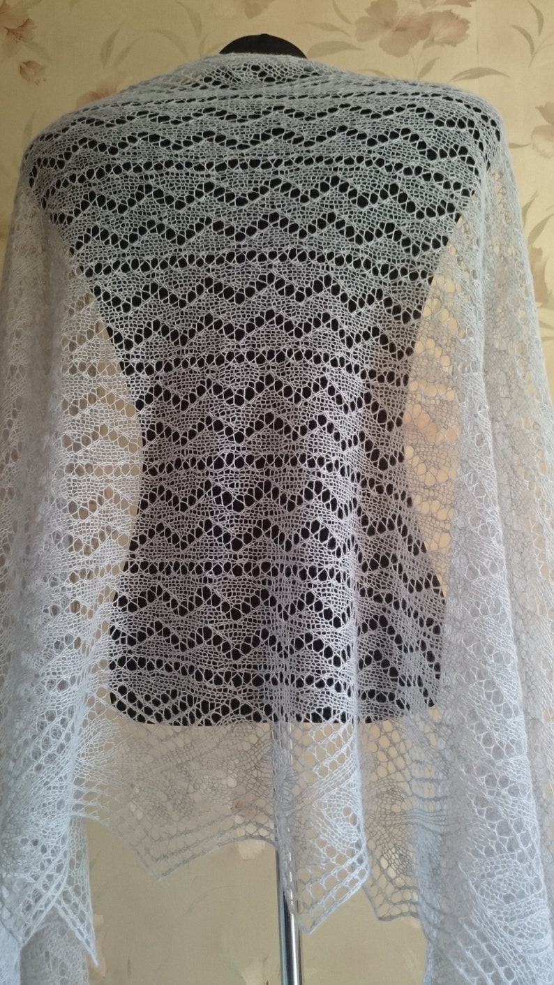 Gray Big Lace Stole Handmade Knitted Lace Wedding Stole Pure - Etsy