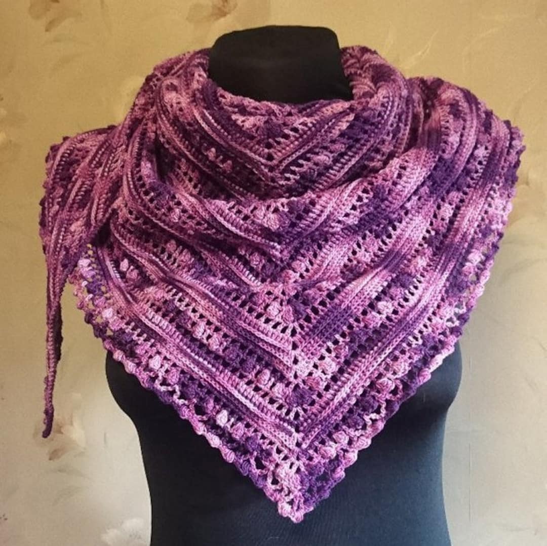Multicolored Crochet Shawl, Triangular Boho Style Shawl, Secret Paths ...