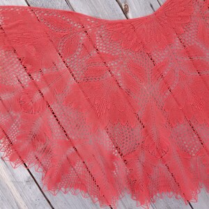 Big Red Lace Shawl, Handmade Knitted Lace Shawl, Natural Wool Lace Wrap ...