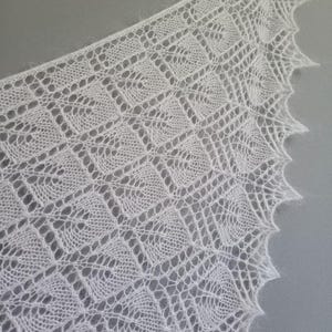White Lace Shawl, Knitted Shawl, White Pure Wool Mohair Shawl, Triangle ...