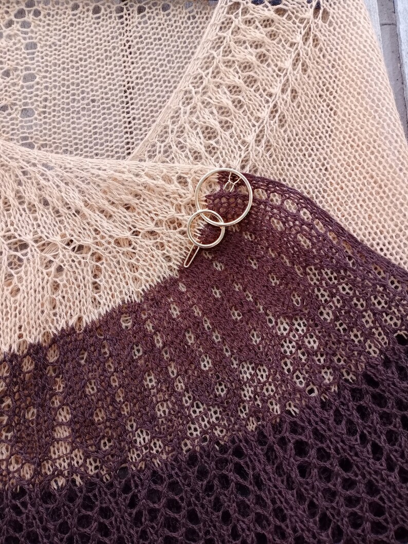 Two-tone Wool Lace Shawl, Handmade Knitted Lace Wrap, Large Shawl of ...