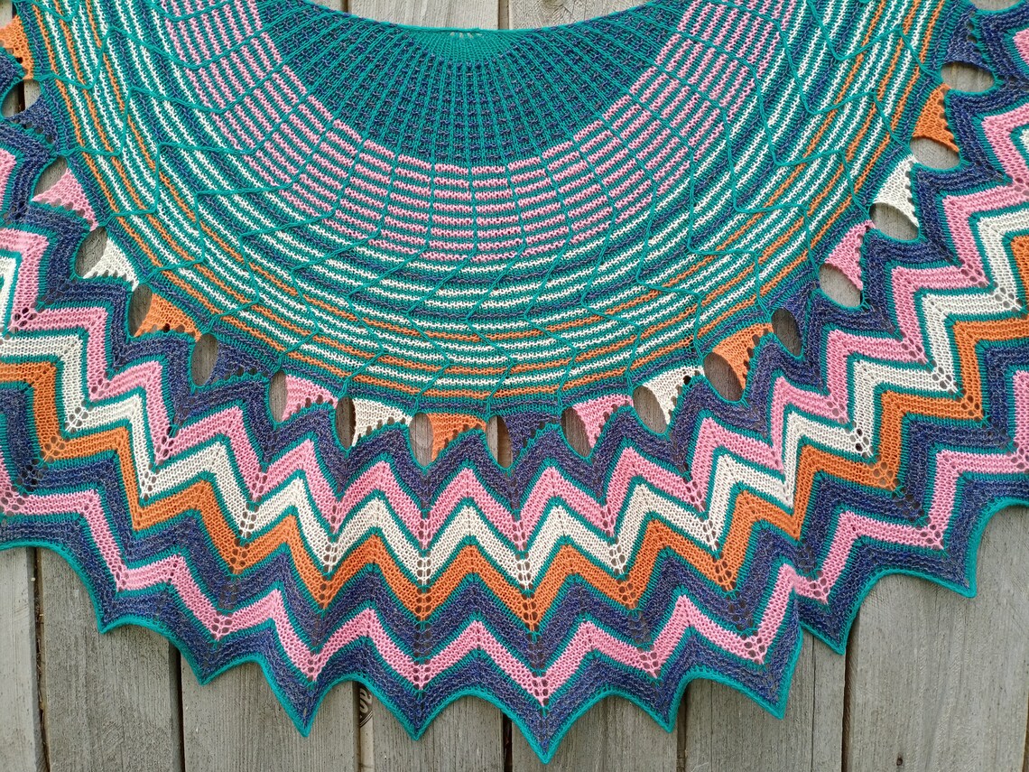 Large multicolored shawl Handmade Knitted lace wool cape | Etsy