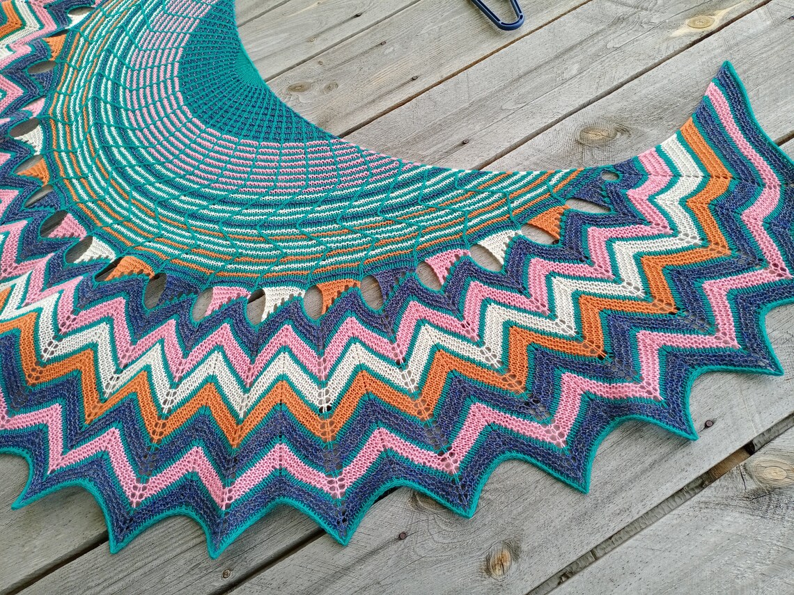 Large multicolored shawl Handmade Knitted lace wool cape | Etsy