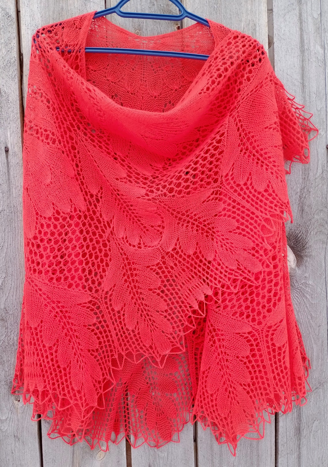 Big Red Lace Shawl, Handmade Knitted Lace Shawl, Natural Wool Lace Wrap ...