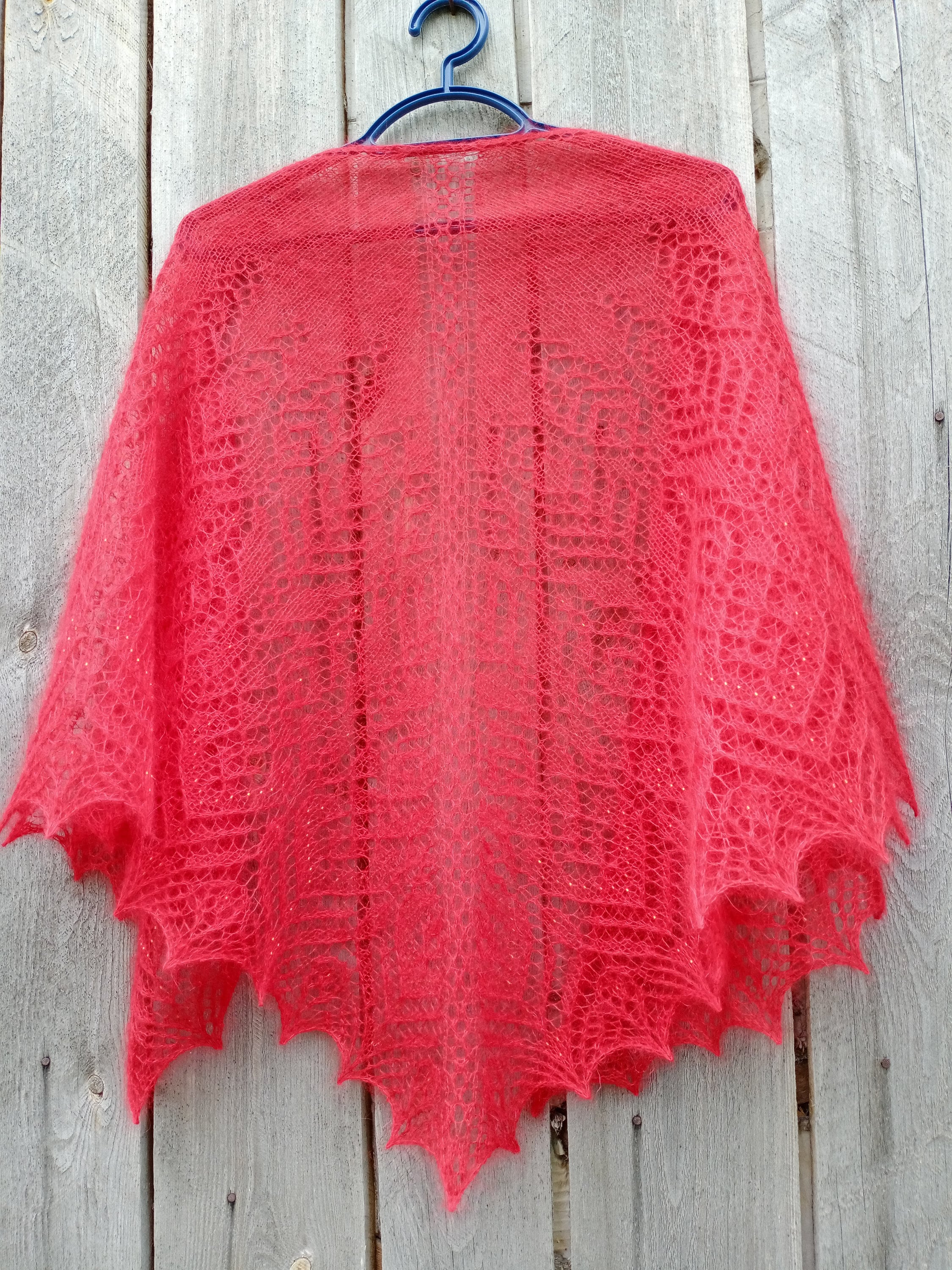 Large Red Lace Shawl, Red Mohair and Silk Shawl, Bright Scarlet Cape ...