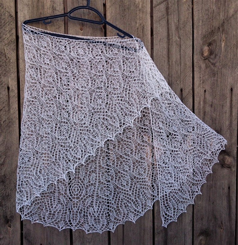 White Lace Knitted Shawl for Bride, Woolen Knitted Lace Wrap, White ...
