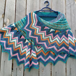 Large multicolored shawl Handmade Knitted lace wool cape | Etsy