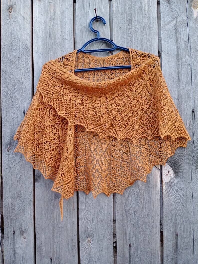Delicate Wool Lace Shawl, Handmade Knitted Lace Cape, Knitted Crescent ...