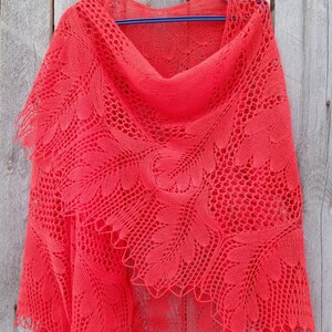 Big Red Lace Shawl, Handmade Knitted Lace Shawl, Natural Wool Lace Wrap ...