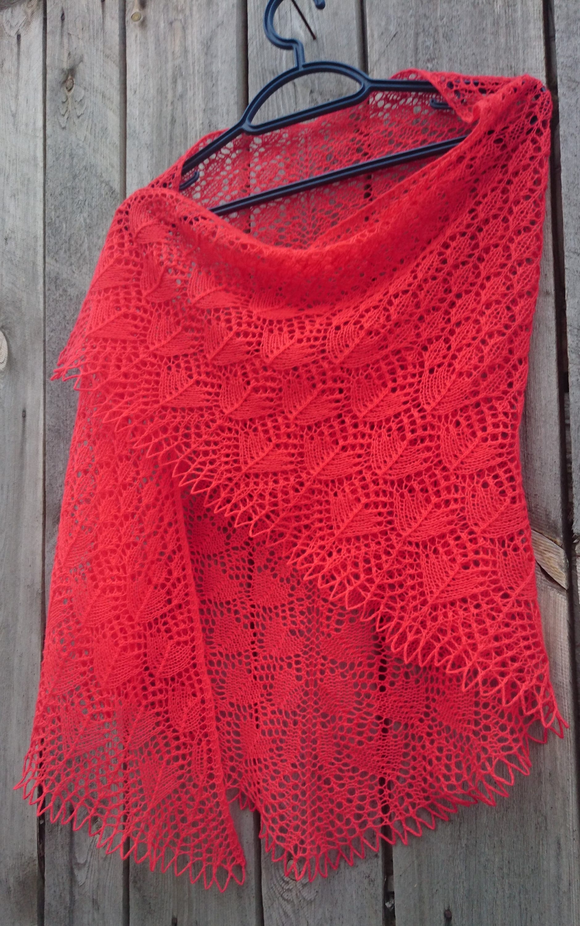 Red Triangular Knitted Shawl Handmade Knitted Lace Woolen - Etsy