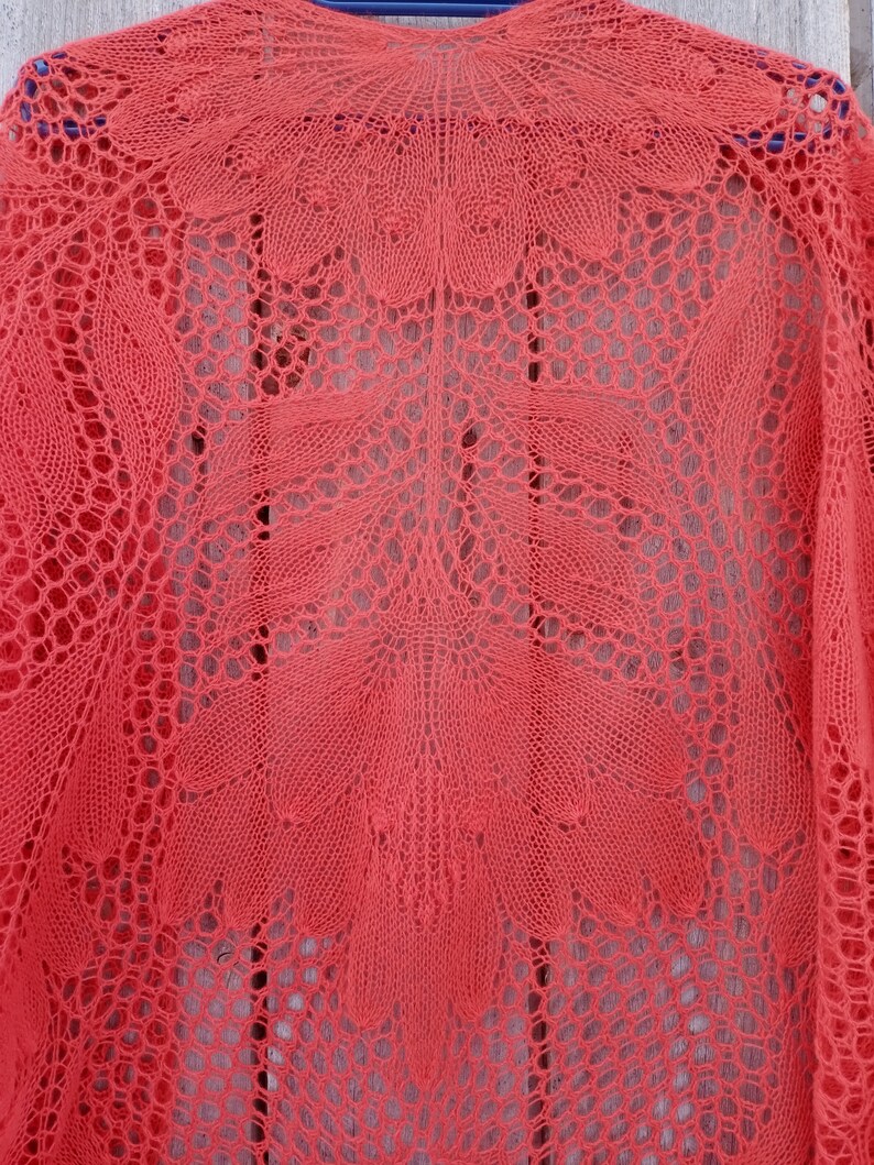 Big Red Lace Shawl, Handmade Knitted Lace Shawl, Natural Wool Lace Wrap ...