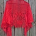 Red Wool Lace Shawl, Beautiful Border Semi-circular Shawl, Knitted ...