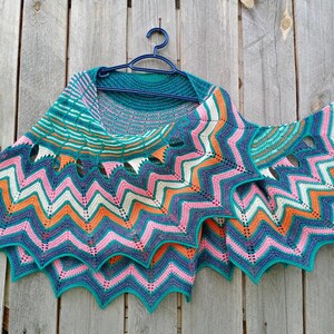 Large multicolored shawl Handmade Knitted lace wool cape | Etsy