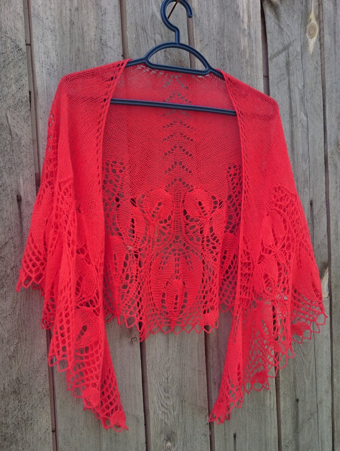 Red Wool Lace Shawl Beautiful Border Semi-circular Shawl - Etsy