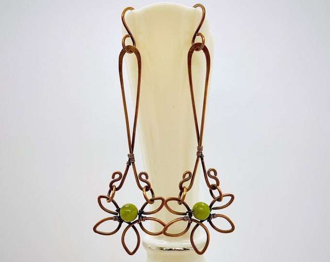 Customizable Lotus Flower Wire Wrapped Earrings, Copper Lotus Dangle ...