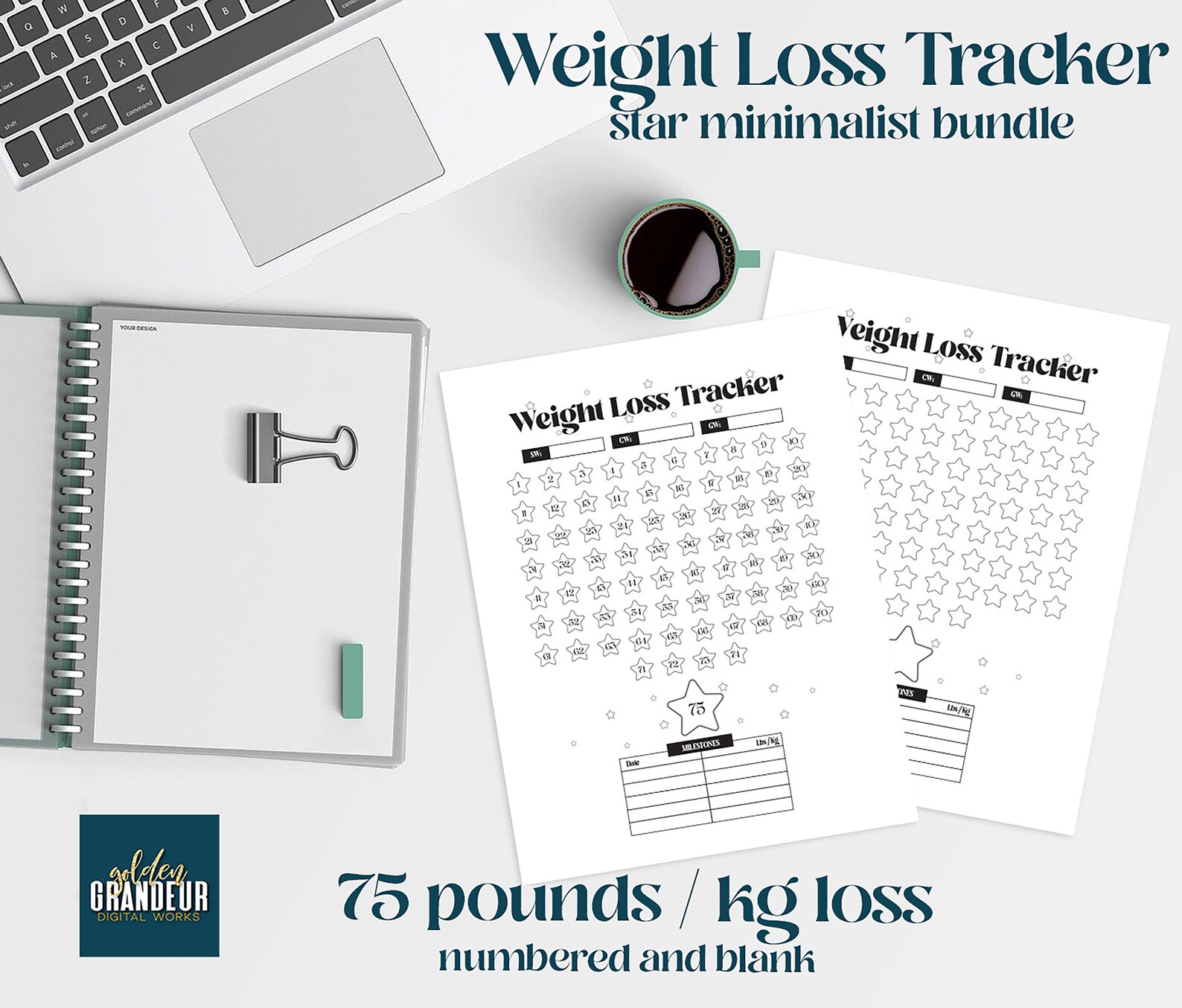 75 Lbs Weight Loss Tracker | 75 Kg Weight Loss Tracker | Digital ...