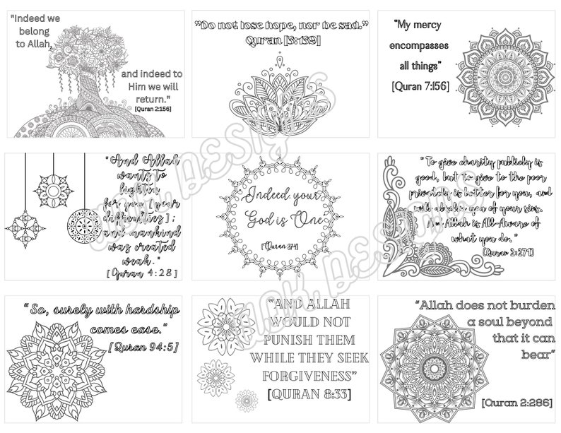 Printable Ayah/ayat Cards - Quran Verse Coloring, Instant Download ...