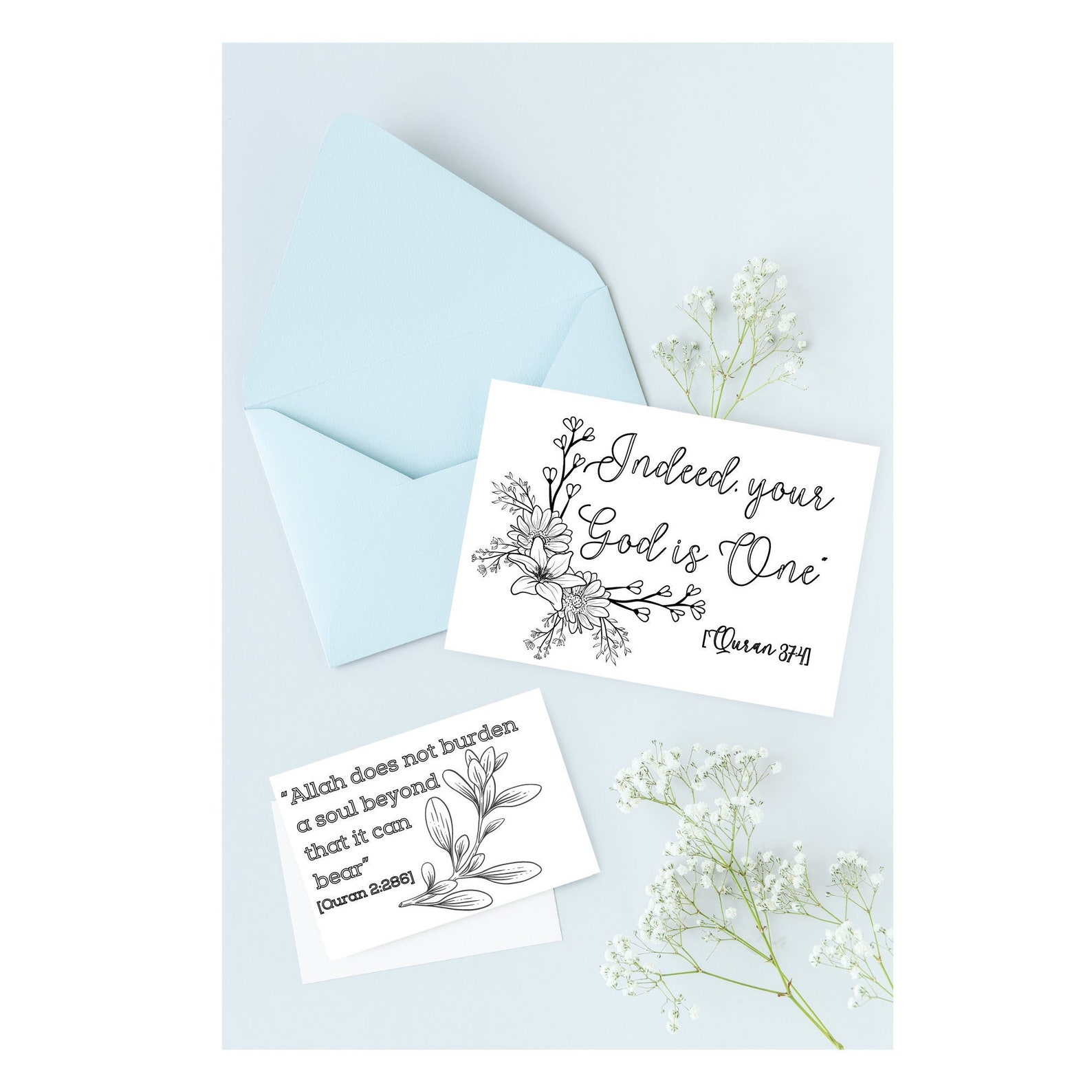 Printable Ayah/ayat Cards - Quran Verse Coloring, Instant Download ...