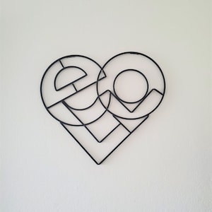 Metal Bold Love Heart Sign, Metal Wall Decor, Love Wall Decor, Wall Art ...