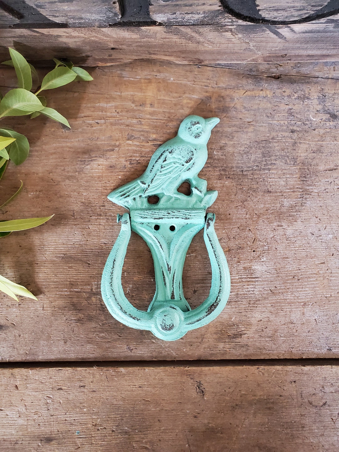 Cast Iron Bird Door Knocker: Patina Mist Cottage Decor - Etsy