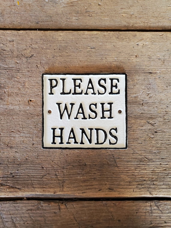 Please Wash Hands Sign Square Sign Bathroom Decor Rustic - Etsy