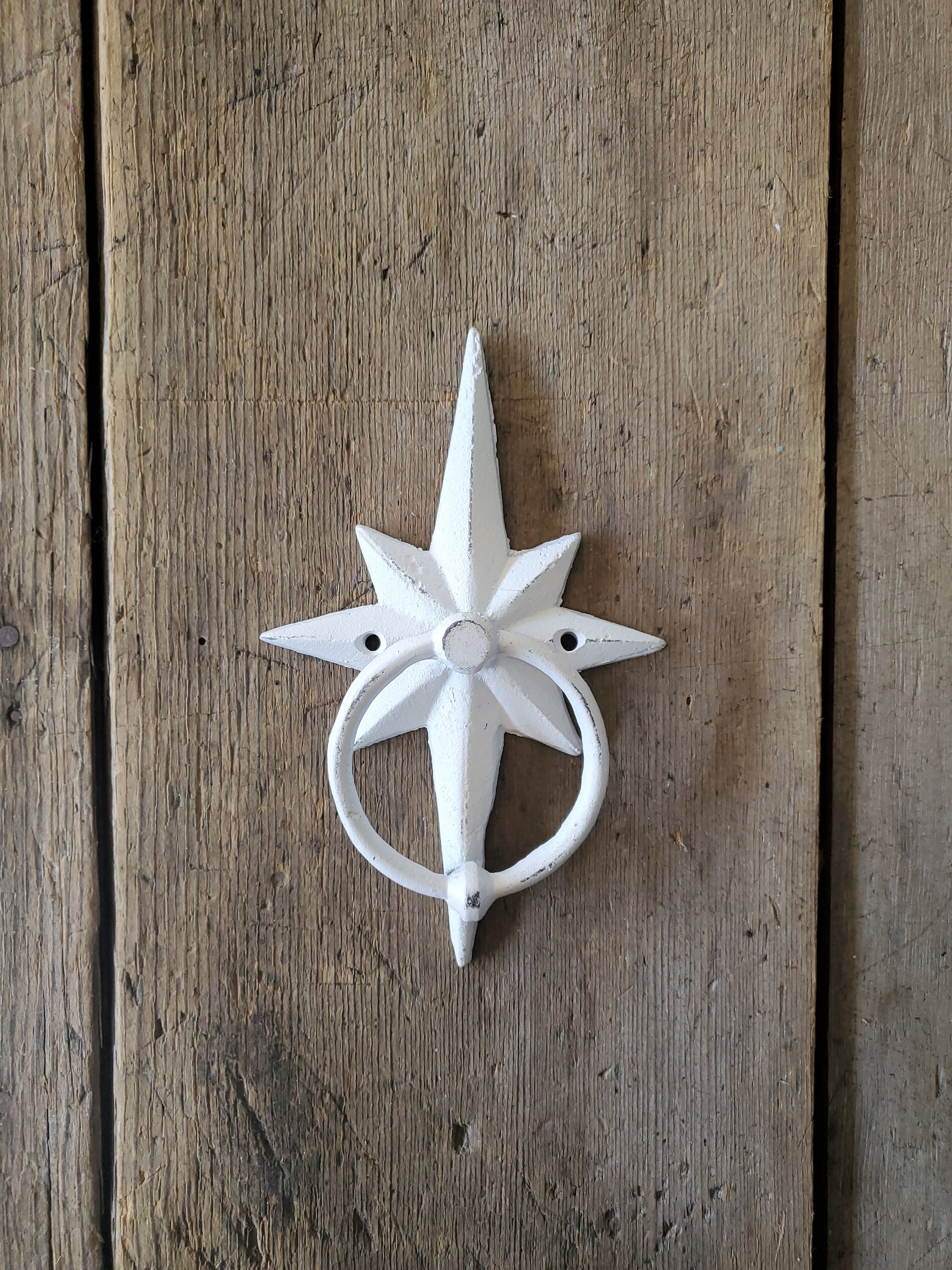 Cast Iron Star Door Knocker: Distressed Black Front Door Decor - Etsy