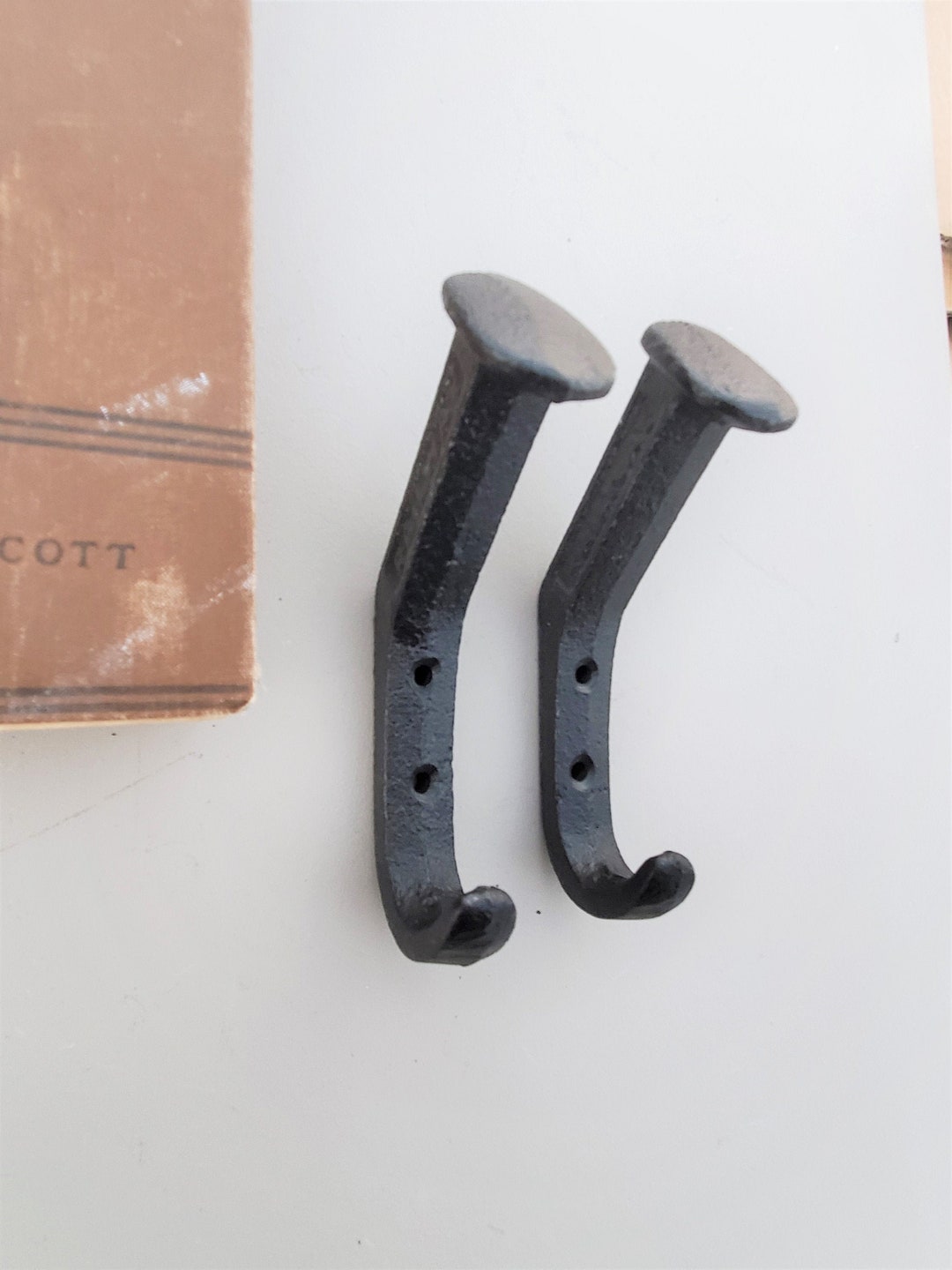 Railroad Tie Hook, Classic Nail Hooks, Small Wall Hooks, Vintage Style ...