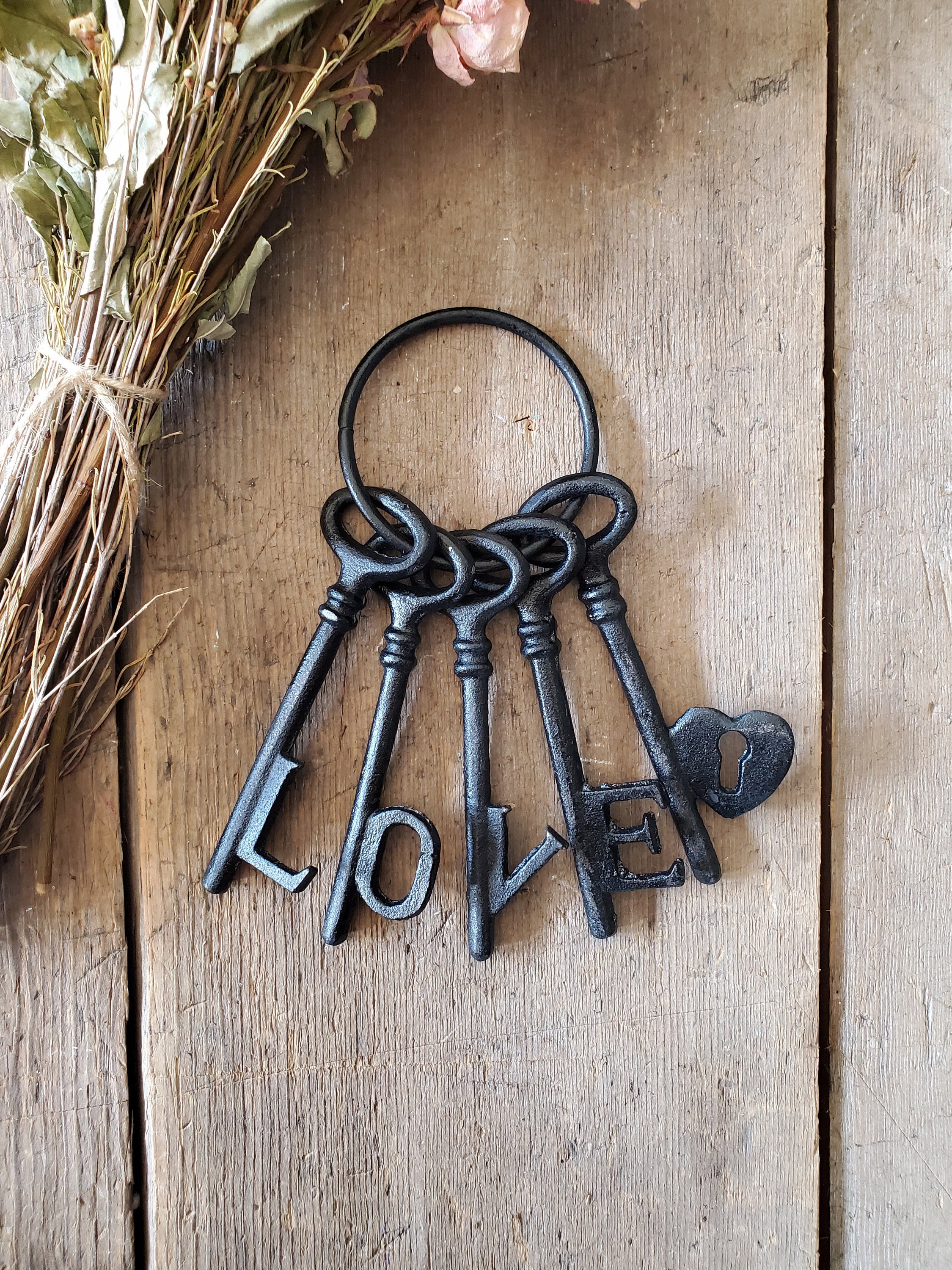 Hanging Love Keys Cast Iron Keys Farmhouse Decor Jailer - Etsy