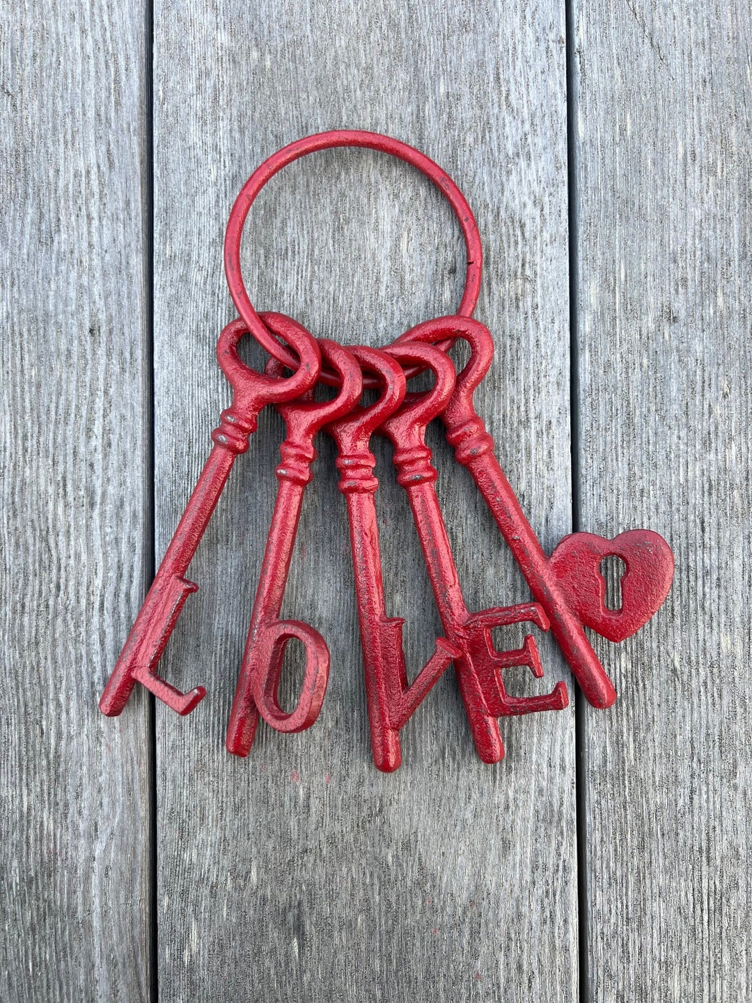 Hanging Love Keys, Cast Iron Keys, Farmhouse Decor, Jailer Keys ...