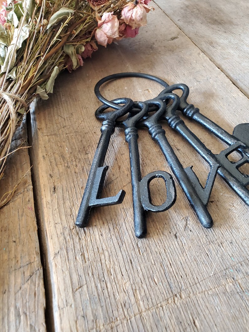 Hanging Love Keys Cast Iron Keys Farmhouse Decor Jailer - Etsy