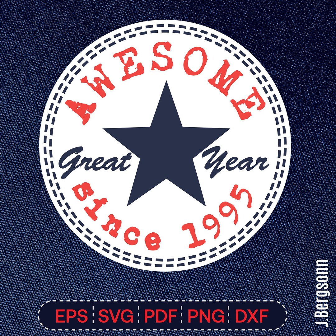 Awesome Since 1995 SVG Bundle, Retro Badge Cut File, Birthday Year 1995 ...