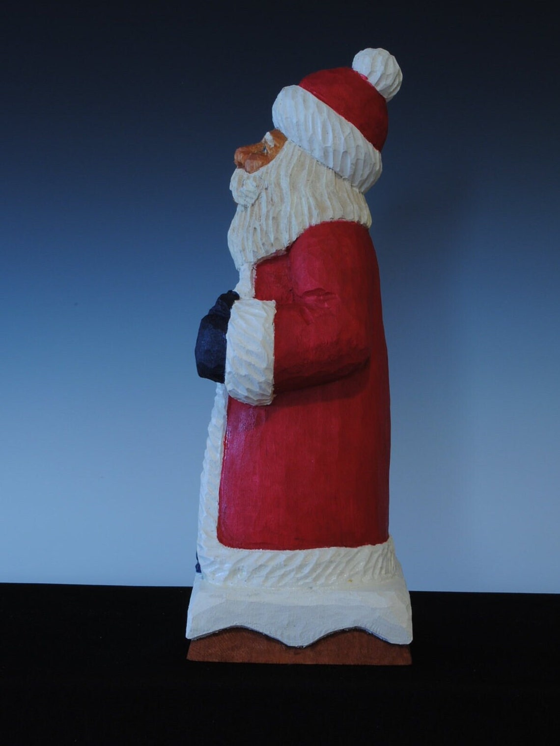 Hand Carved Santa in Red Robe - BELIEVE - Father Christmas- Hand Carved ...