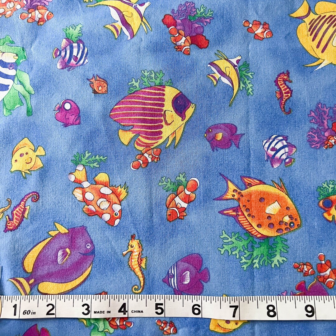 Coastal Reef Fabric in Periwinkle by Paul Brent - Out of Print Fabric ...