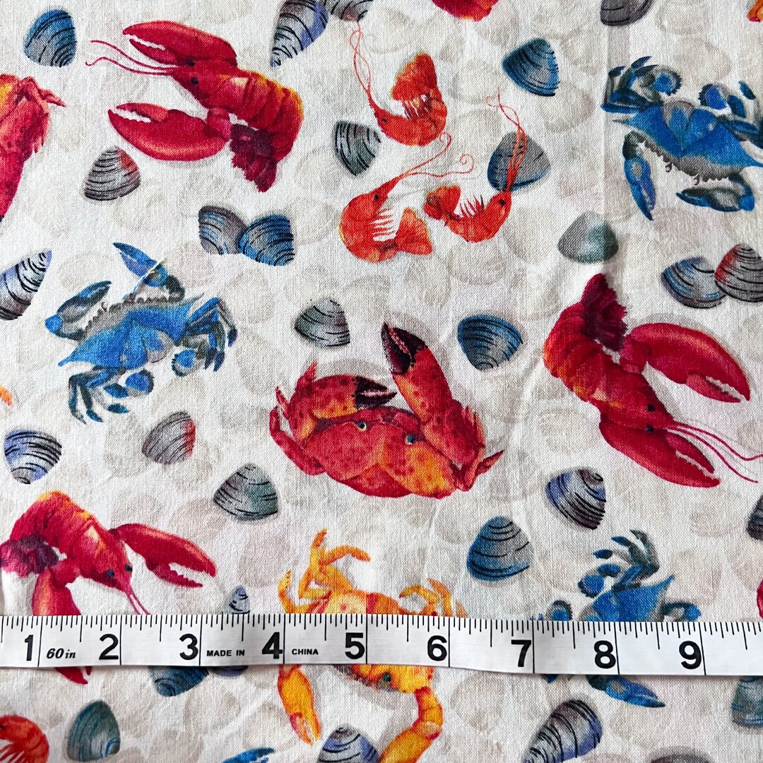 Lobsters Crabs Fabric by Paul Brent Out of Print Fabric - Etsy