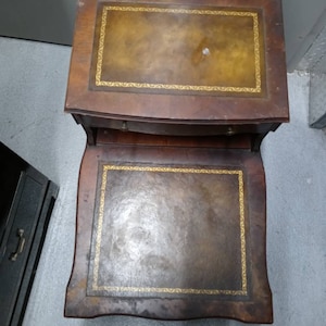 Original Antique Leather Top End Table - Etsy